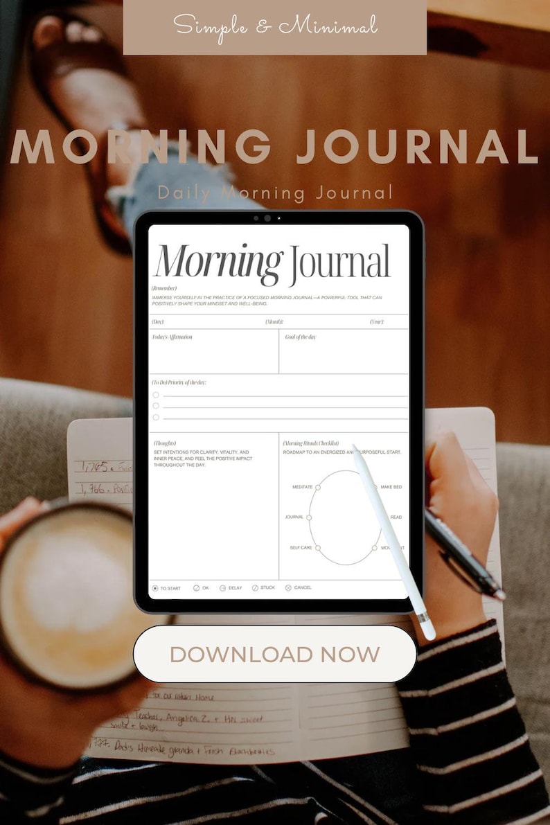 Morning Journal Printable | Goodnotes Template | Journal | Mental ...