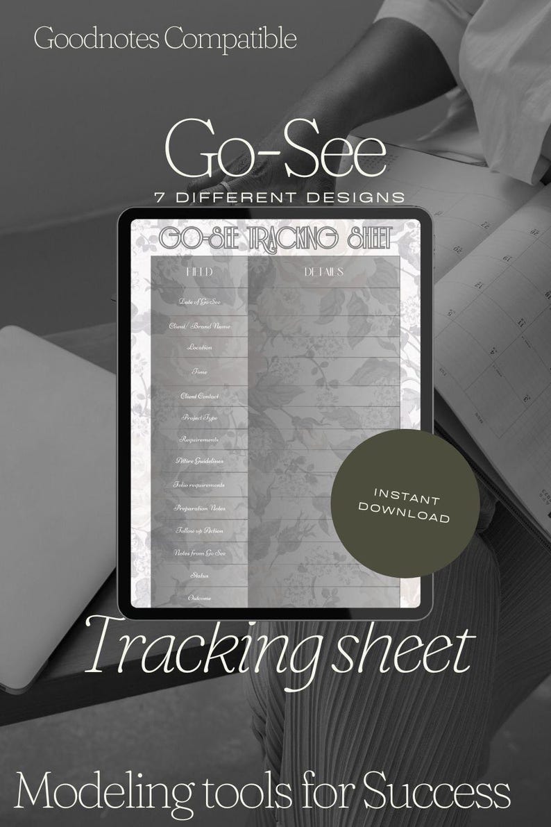 Modelo Go-See Tracker/ 7 plantillas / Tema vintage / Compatible con ...
