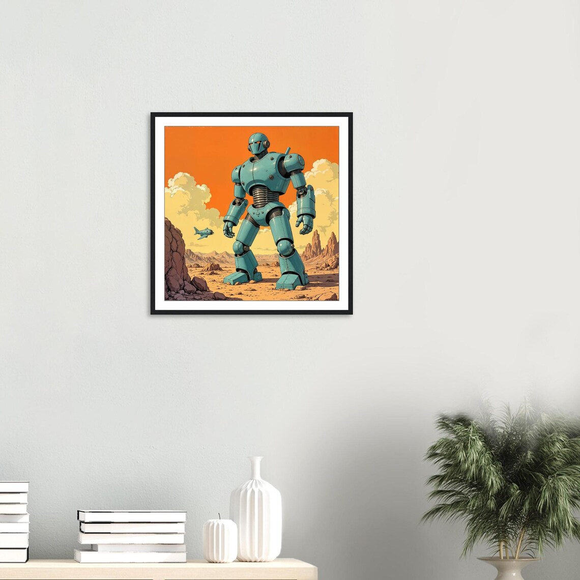 Retro Sci-fi Robot Poster: Vintage Framed Print, Ready to Hang - Etsy