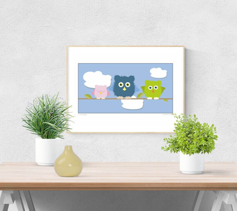 3 Little Birds Art Print, Birds Digital Print, Bird Art, Download ...