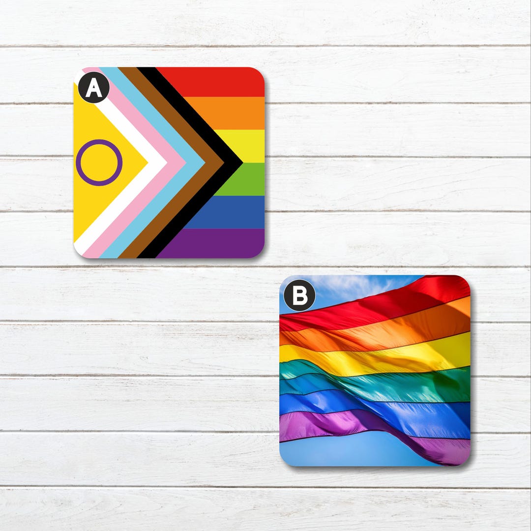 Pride LGBTQ+ Flags Square Coasters, 9cm X 9cm, Cork Backed, Gloss ...