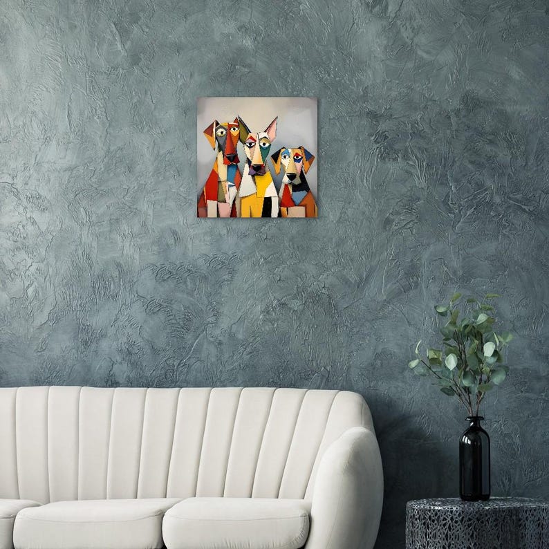 3 Dogs - Picasso & Mondrian Inspired Dog Art Print - Premium Quality ...