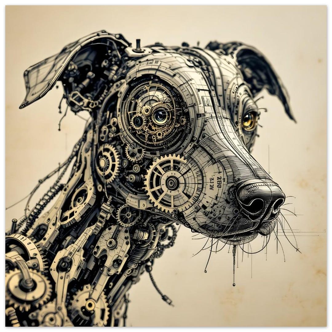 Clockwork Dog - Steampunk Blueprint Artwork - Premium Quality Print - Etsy