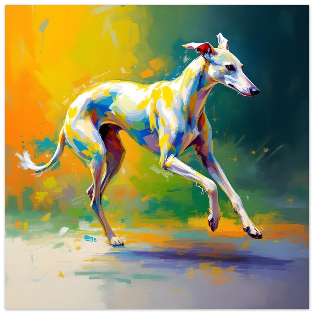 Vibrant Greyhound Artwork Poster - Colorful and Graceful Greyhound ...