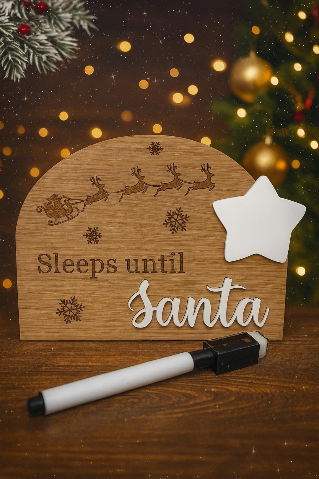 Wooden Sleeps Until Santa Countdown | Kids Christmas Decor - Etsy