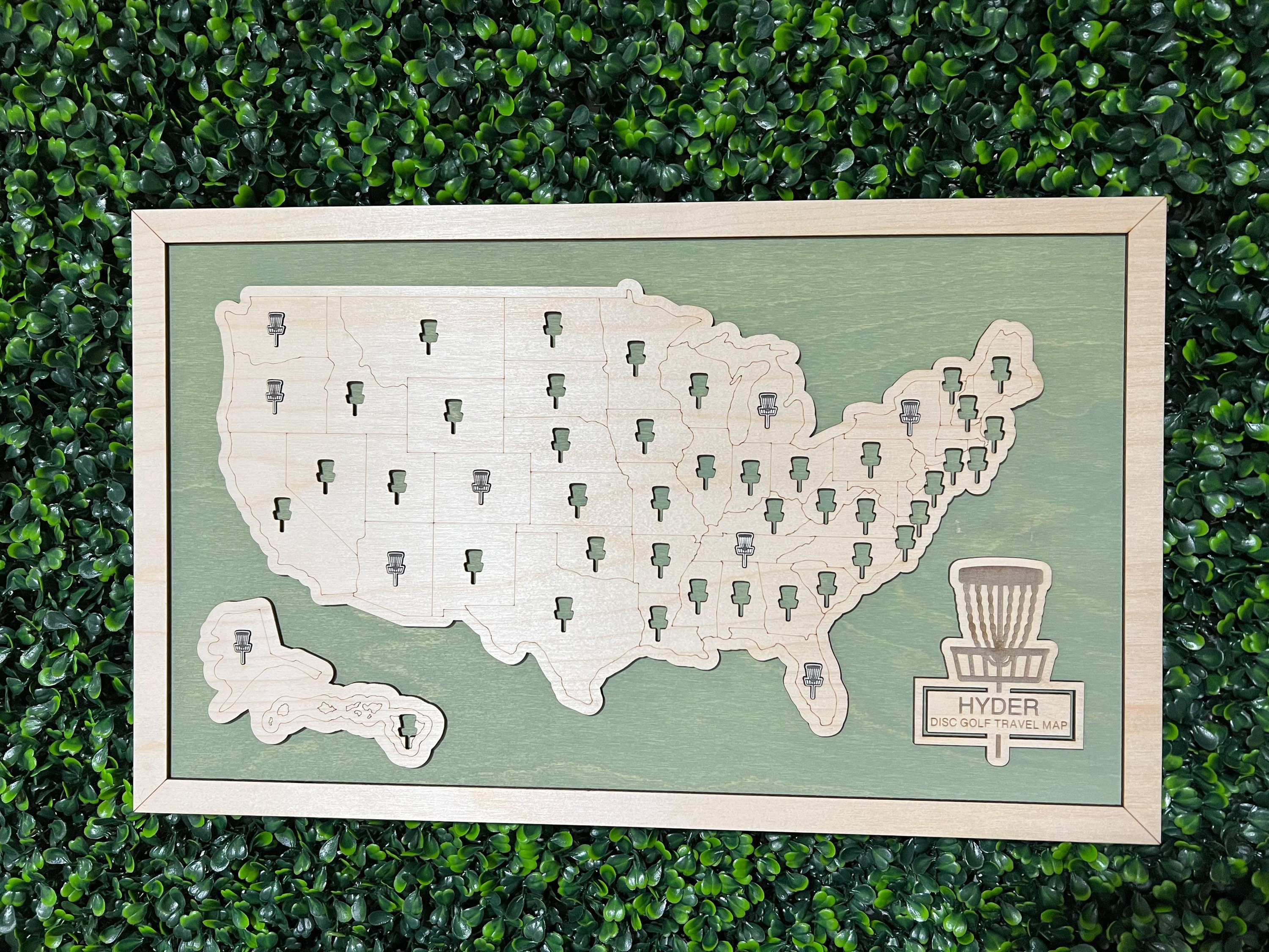 Disc Golf Bucket List Map – One per State Wooden Tracker With Tokens ...