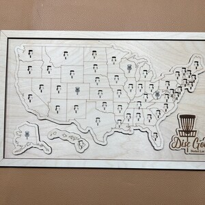 Disc Golf Bucket List Map – One per State Wooden Tracker With Tokens ...