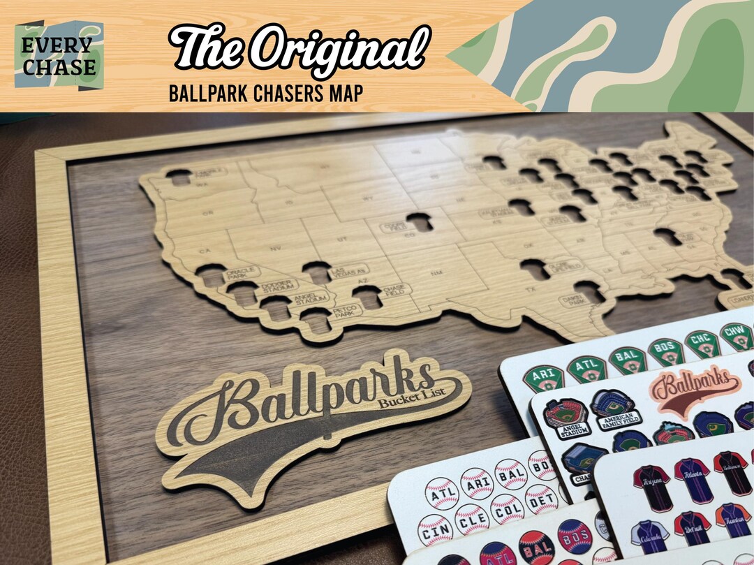 Baseball Ballparks Bucket List Map – Wooden Stadium Tracker Wall Art ...