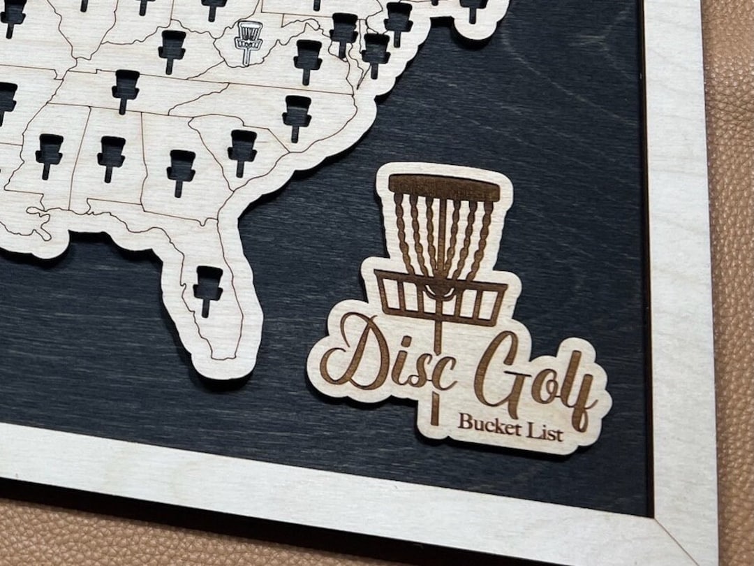 Disc Golf Bucket List Map – One per State Wooden Tracker With Tokens ...
