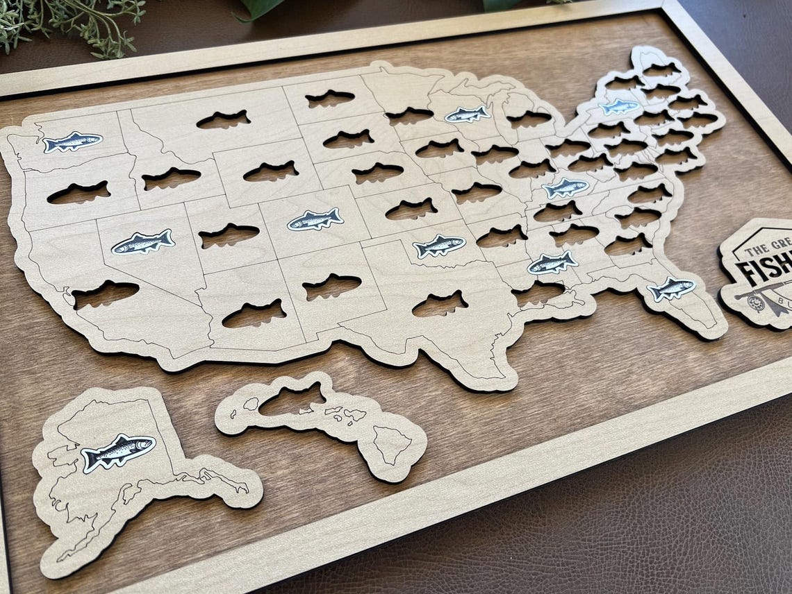 Fishing Bucket List, CUSTOM the ORIGINAL Viral Fishing Map, Travel Map ...
