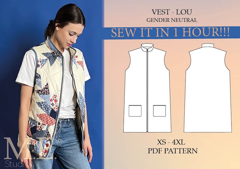 Quilted Vest - Woman; Man; PDF Pattern XS-4XL - Etsy