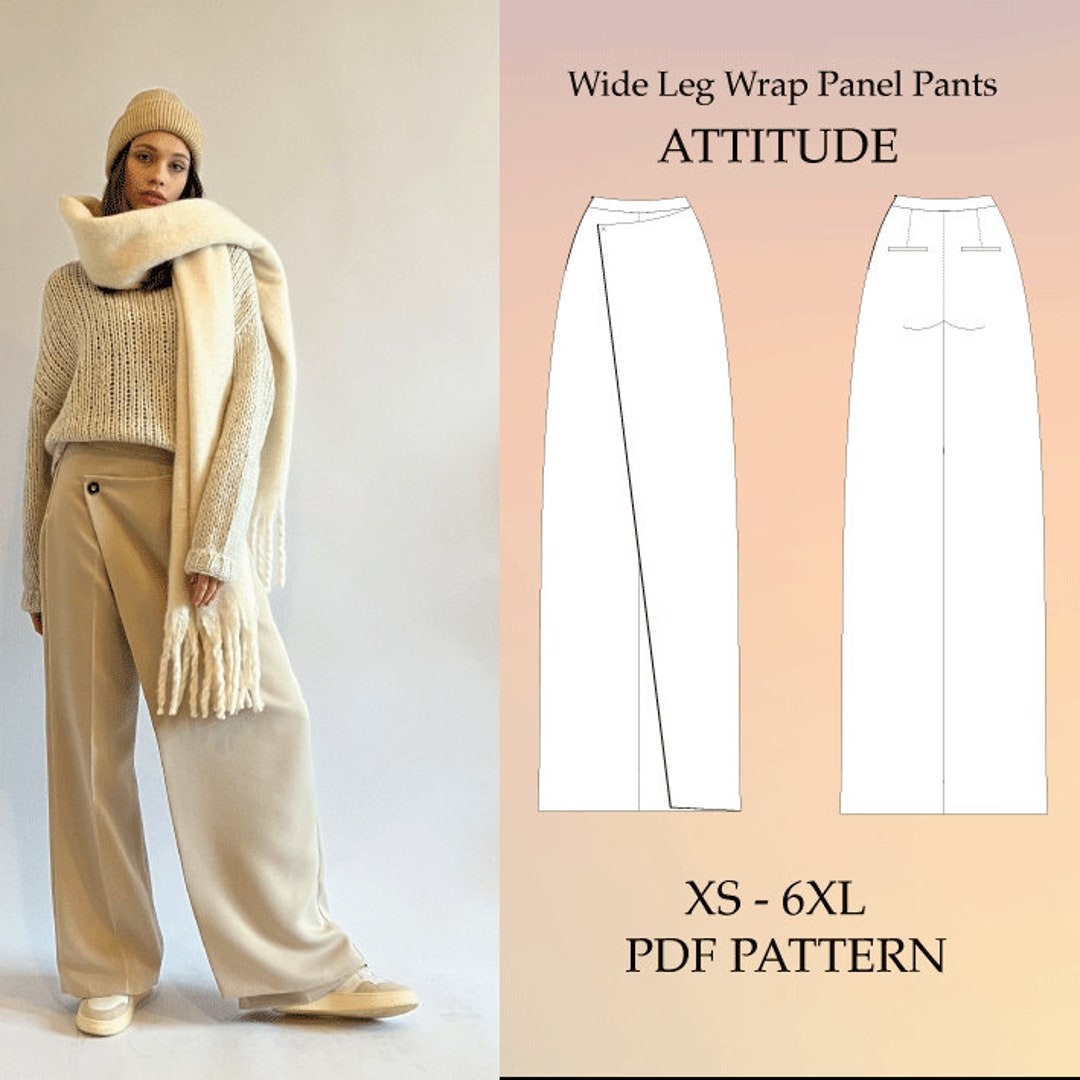 Sewing Pattern Wrap Panel Pants Wide Leg, Skants - Beginner Friendly - Etsy