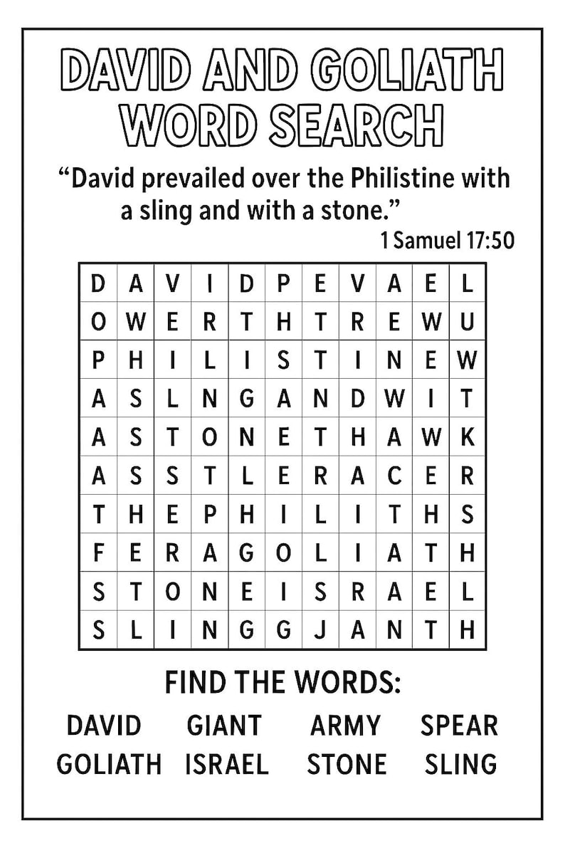 David & Goliath Bible Activity Pack | Kids Christian Printable ...