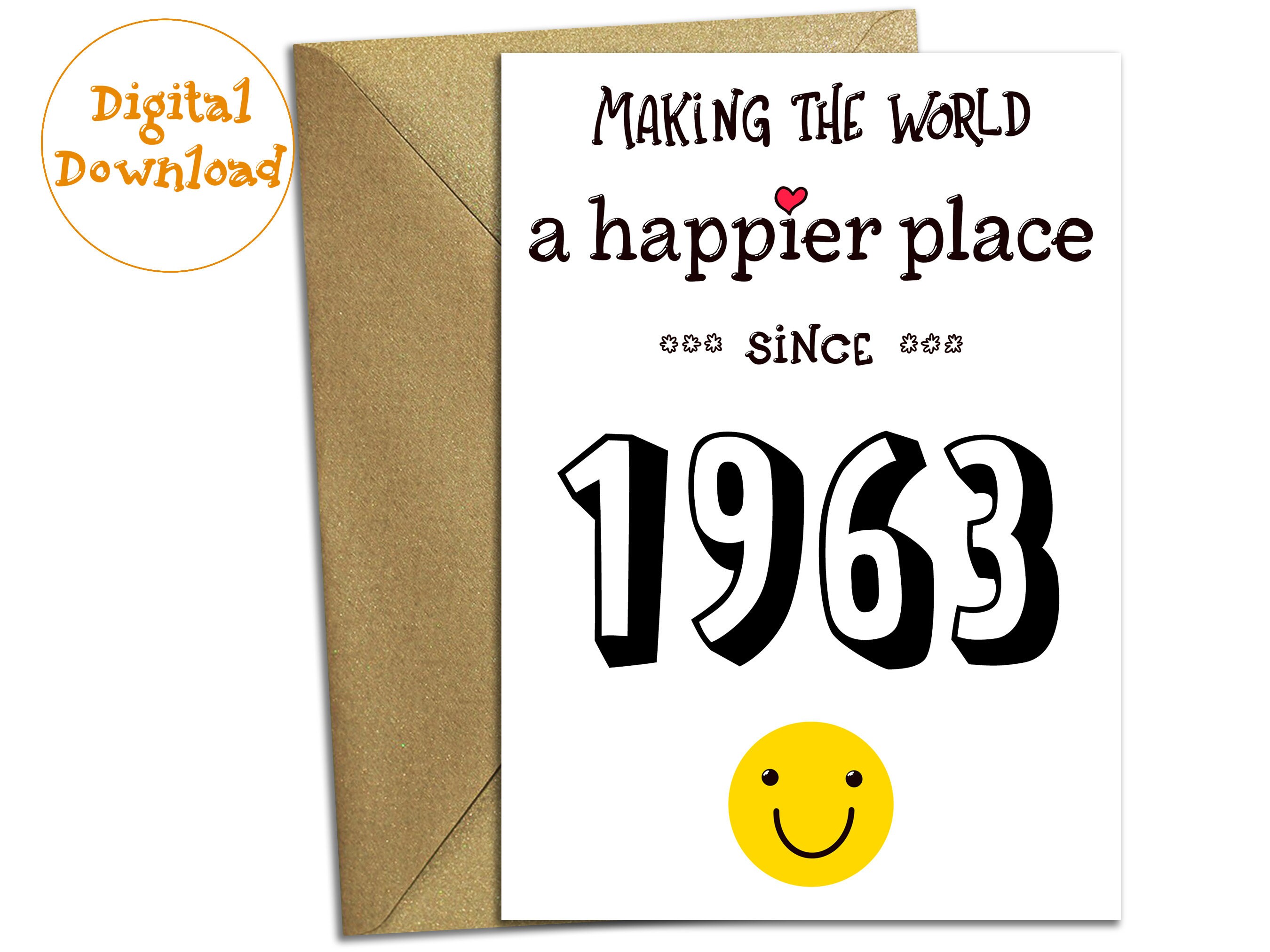 60th Birthday PRINTABLE Birthday Card 1963 Year You Were - Etsy