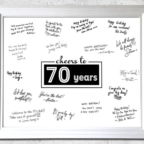 70th Birthday Signature Board - Etsy