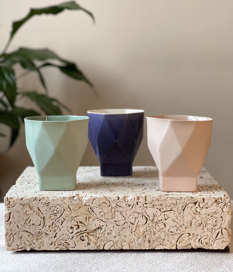 Diamond Shape Limoges Cup, Purple Colour Scandinavian Style Mug ...