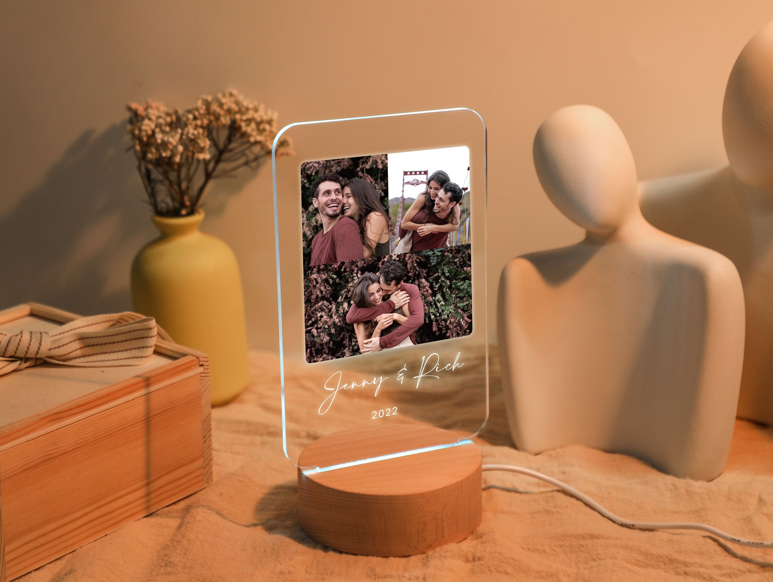 Custom Photo Light, Anniversary Night Light, Adjustable LED Light Photo ...