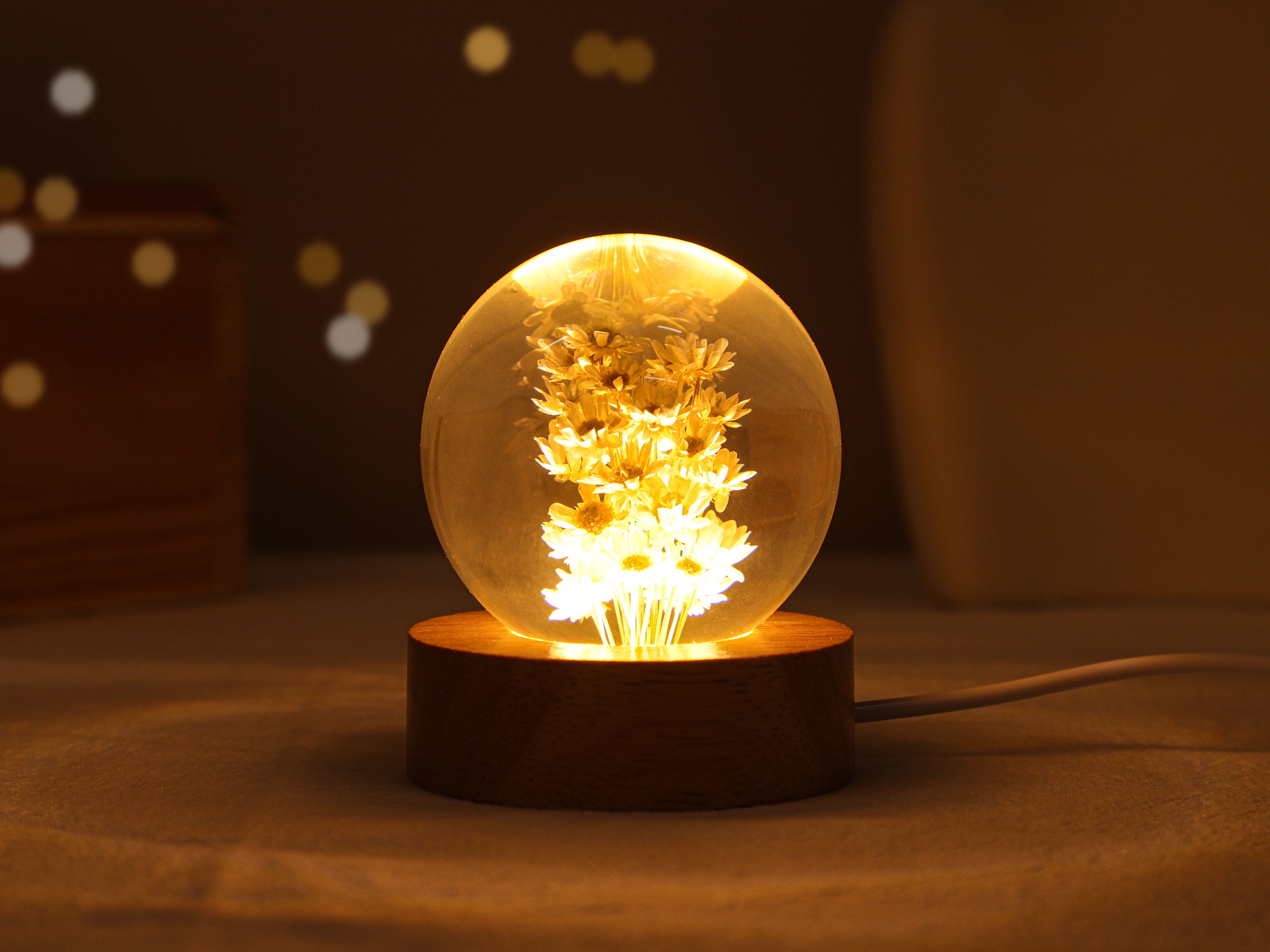 Daisy Night Light Epoxy Resin Nightlight Customized Flower - Etsy.de