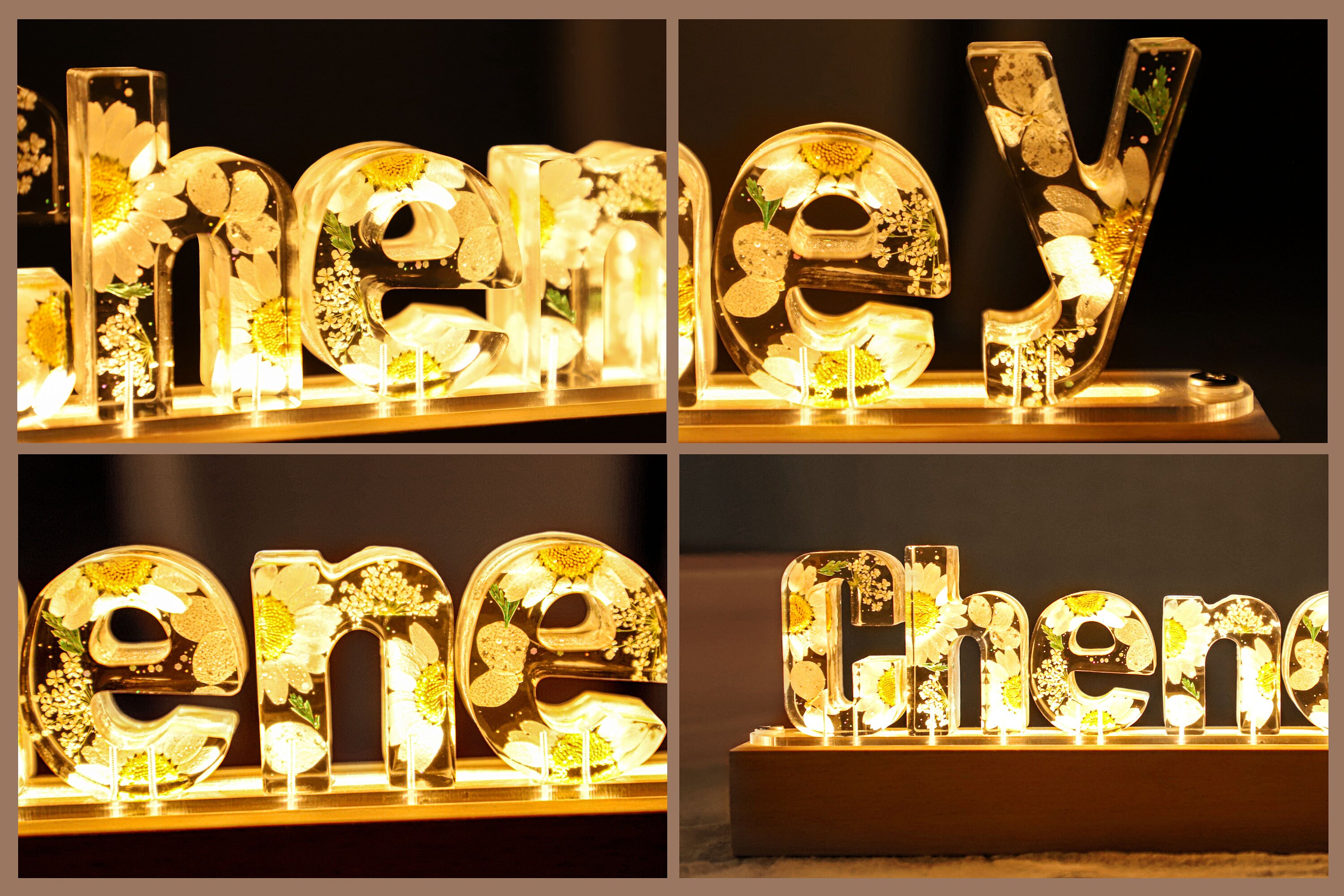 Custom Name Light Resin Art Dried Flower Night Lamp Flower - Etsy