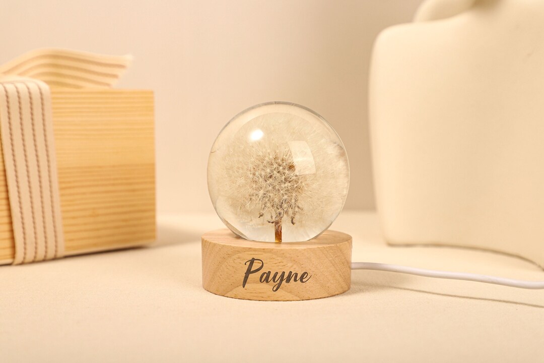 Dandelion Night Light, Real Dandelion Puff Paperweight, Epoxy Resin ...