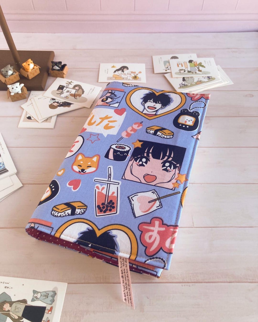 Manga Adjustable Book Cover, Handmade Book Cover, Book Sleeve With ...