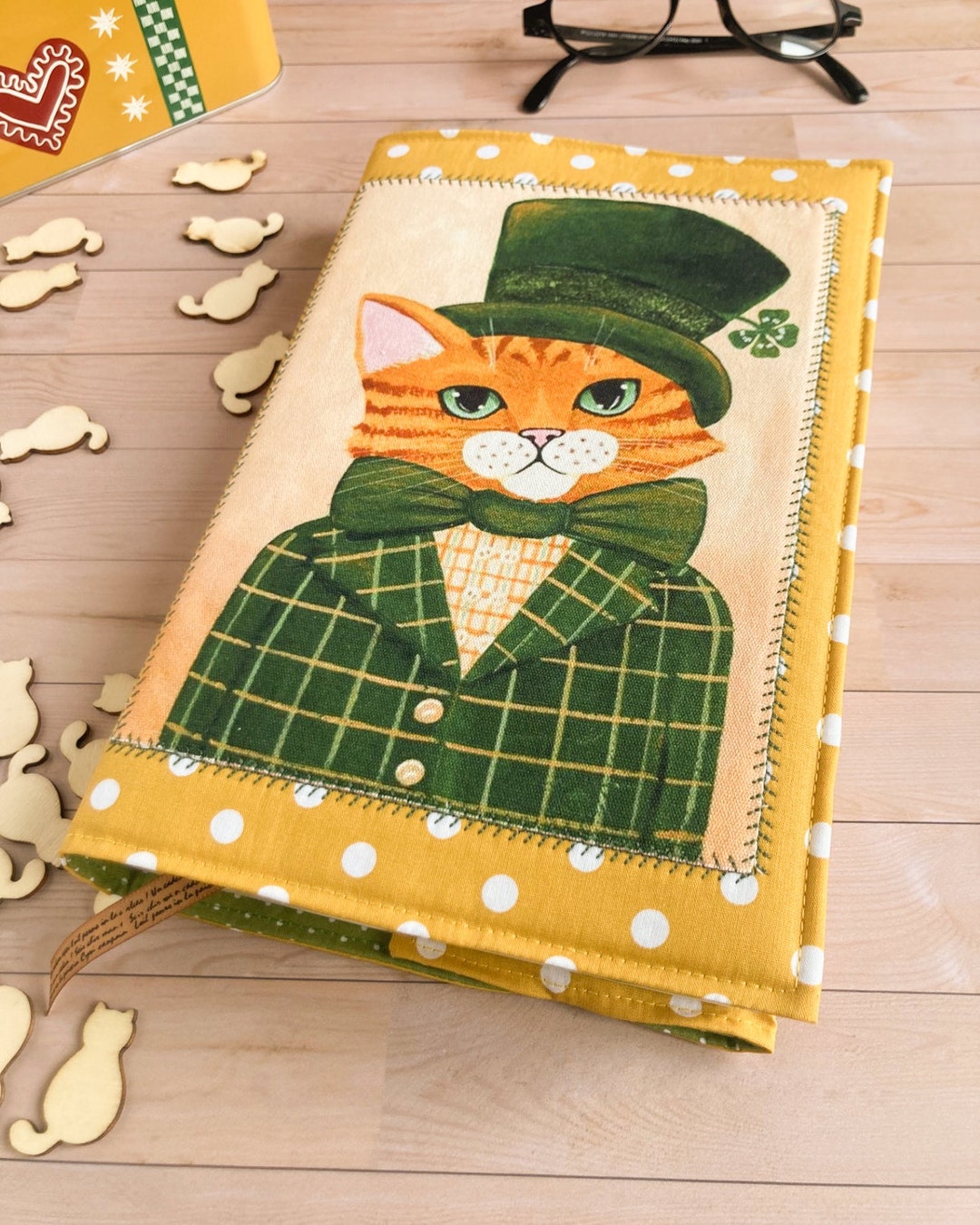 Adjustable Book Cover Orange Cat With Hat Book Cover Book - Etsy