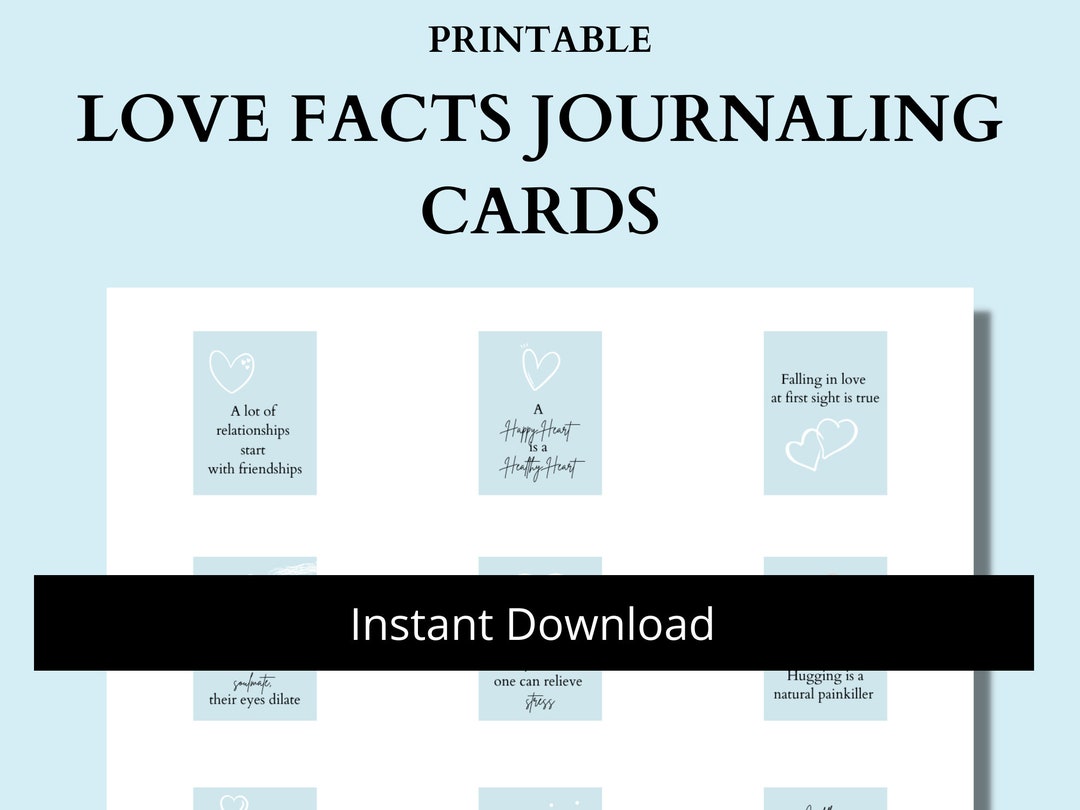 Love Facts Journaling Cards. Printable Journal Cards. Printable Planner ...