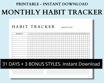 Habit Tracker Printable Template Monthly Routine Tracking Goal - Etsy
