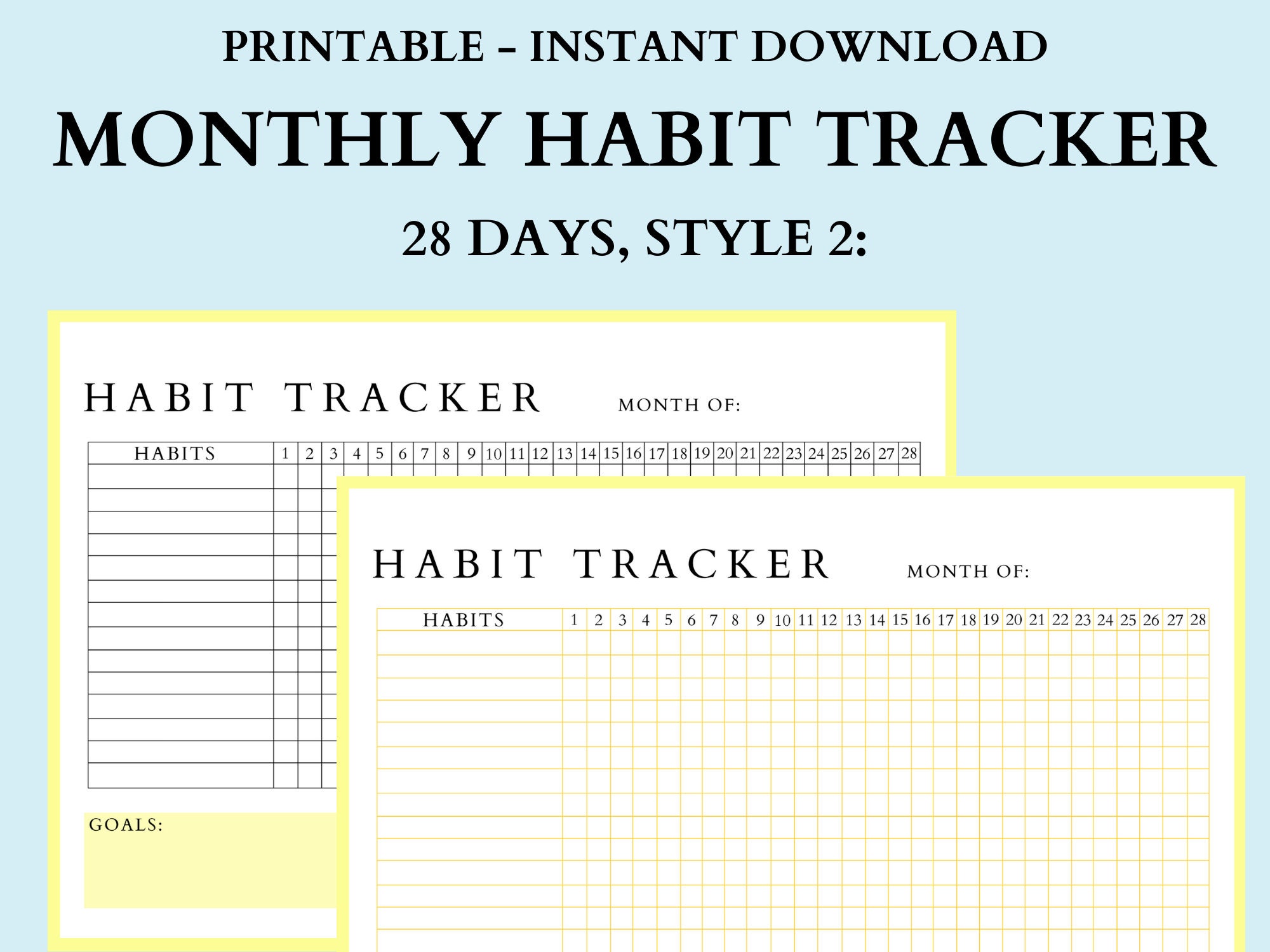 Minimal Monthly Habit Tracker Template Printable, Monthly Habit Planner ...