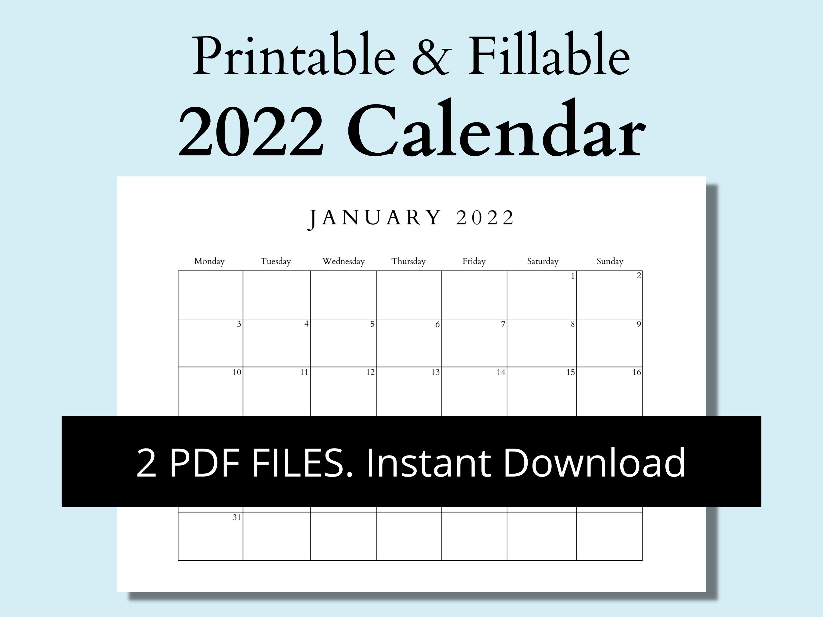 Monthly Calendar 2022 Free Download Editable And Printable 13,143