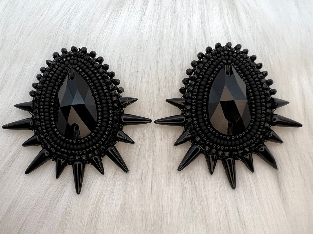 Beaded Spiked Earrings - Etsy