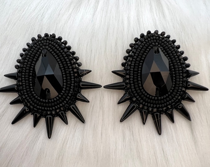 Beaded Spiked Earrings - Etsy