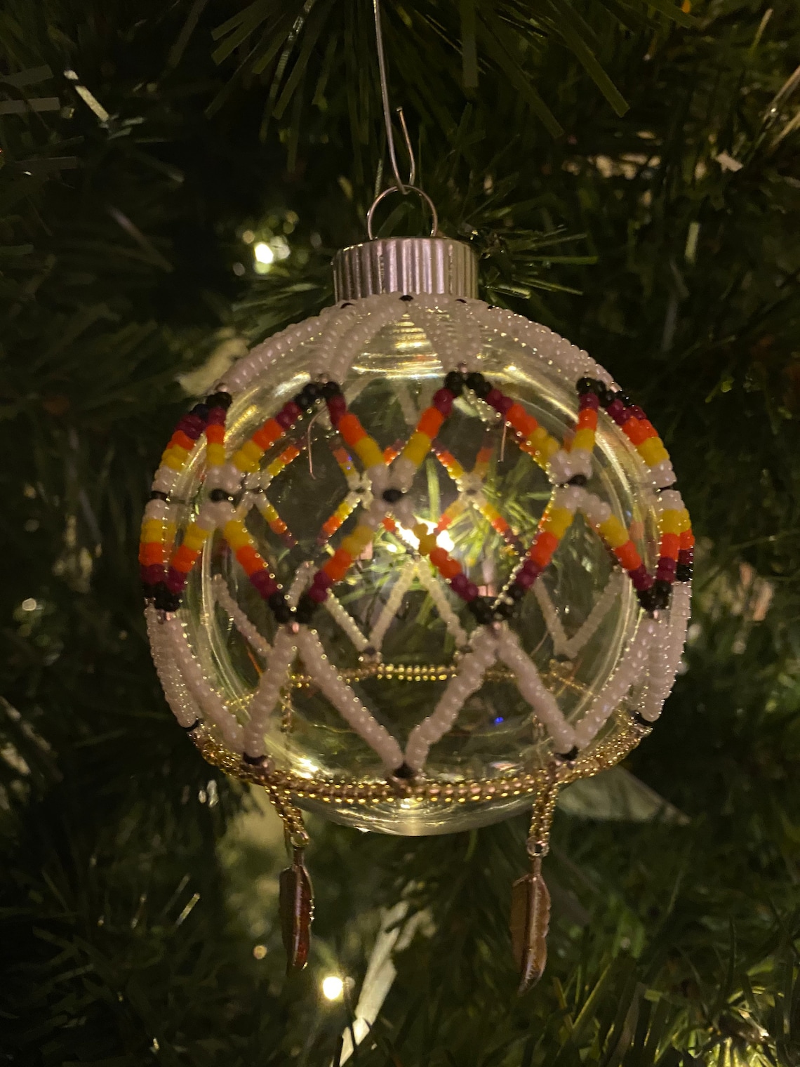 Christmas Beaded Ornaments Native American Western 2 Bead With Silver ...