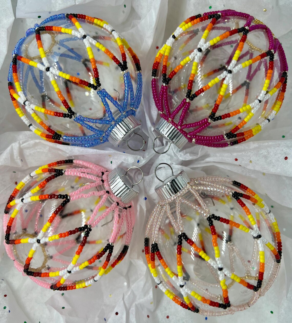 4 Piece Set Christmas Beaded Ornaments Indigenous Navajo Native ...