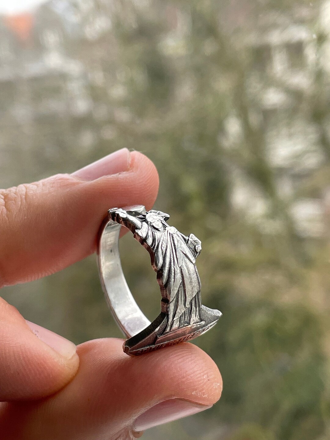 New York Ring Statue of Liberty Ring NYC Ring Silver New York Spoon ...