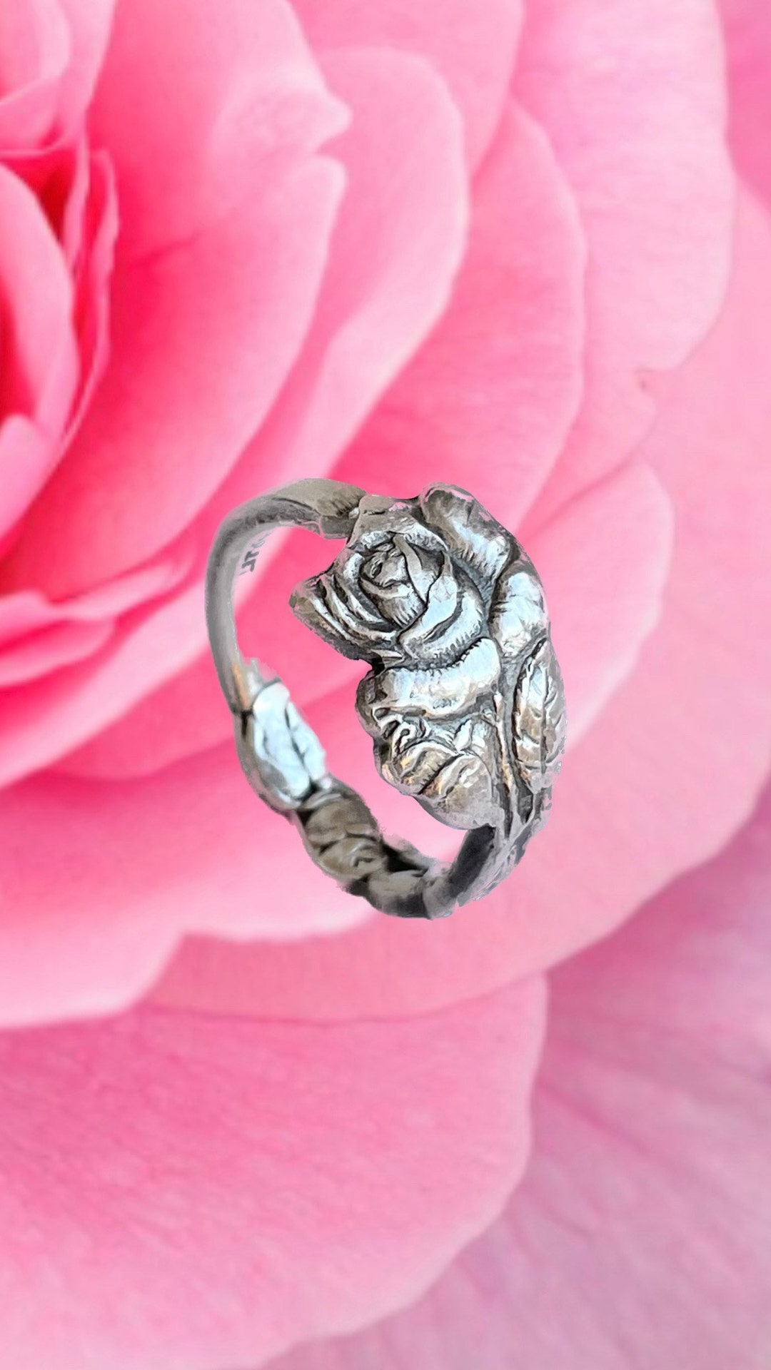 Rose Ring Silver Rose Flower Ring Rose Flower Jewel - Etsy