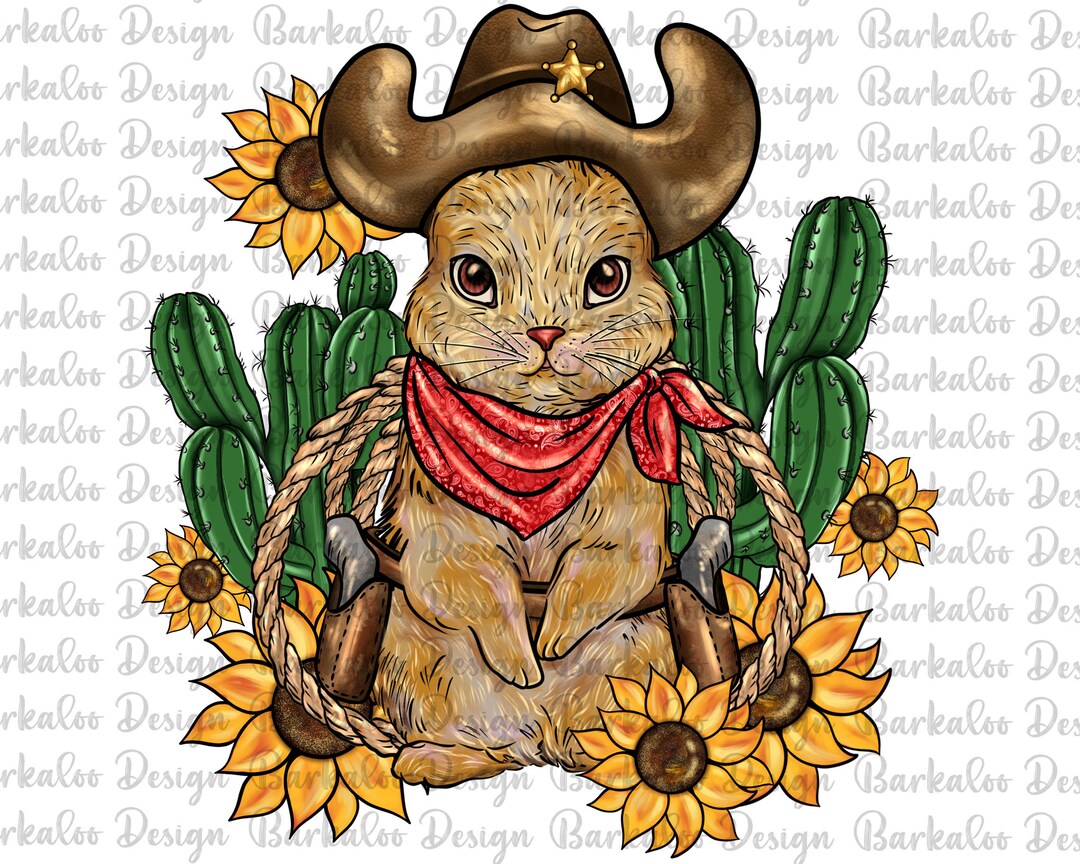 Western Rabbit Cactus Sunflowers PNG Sublimation Design, Western Cactus ...