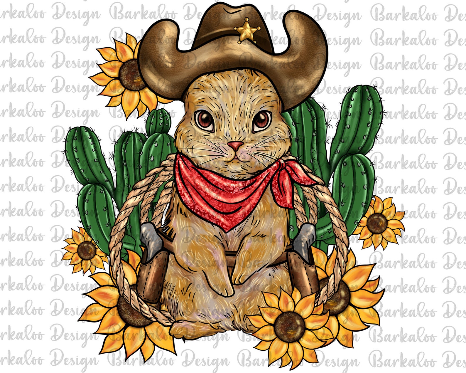 Western Rabbit Cactus Sunflowers PNG Sublimation Design - Etsy