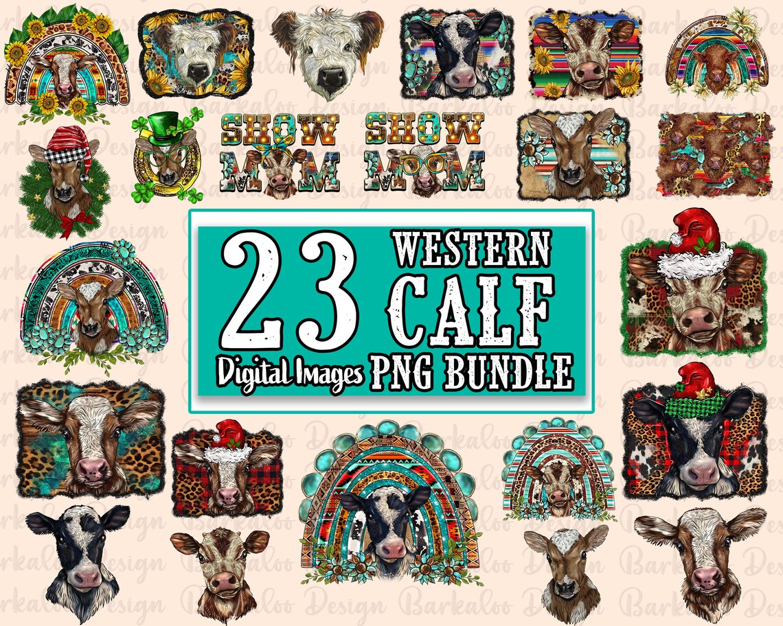 Western Calf Design Bundle 23 PNG Files Background Bundle - Etsy