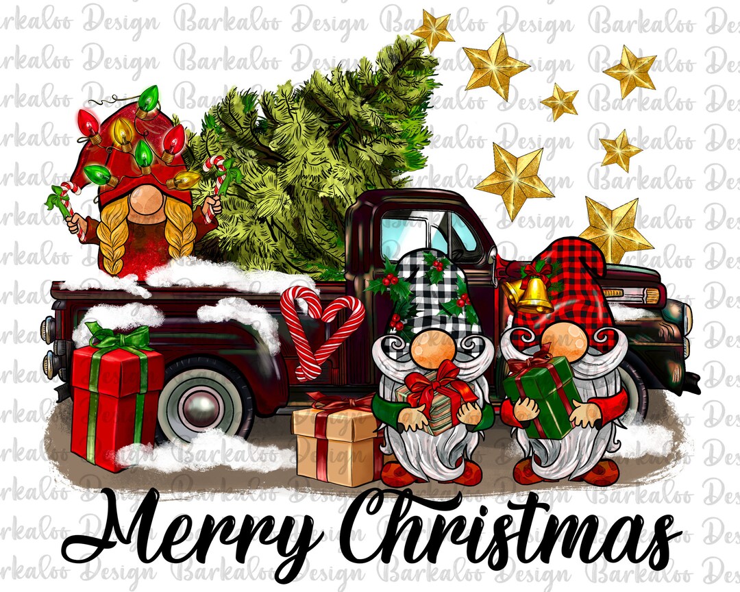 Merry Christmas Gnomes Truck Png Sublimation Design, Christmas Png ...