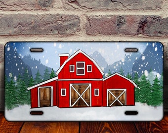 Red Barn Car Plate - Etsy