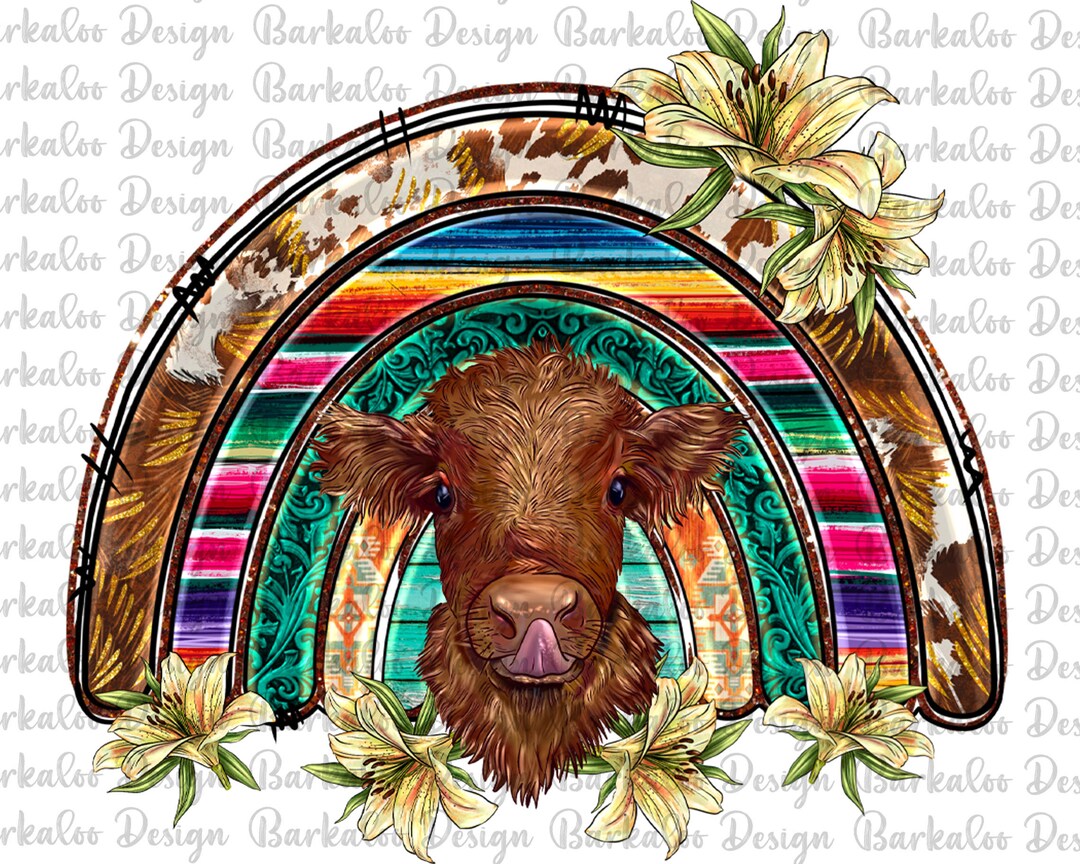 Cowhide Serape Scottish Calf Rainbow Png,scottish Calf Png,western ...