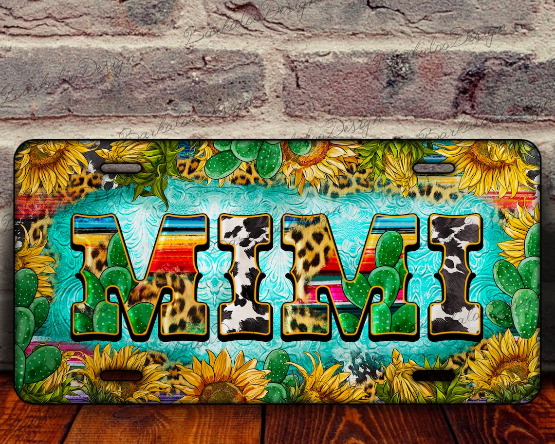Western Mimi License Plate Sublimation Design Turquoise Mimi - Etsy
