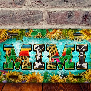 Western Mimi License Plate Sublimation Design, Turquoise Mimi License ...