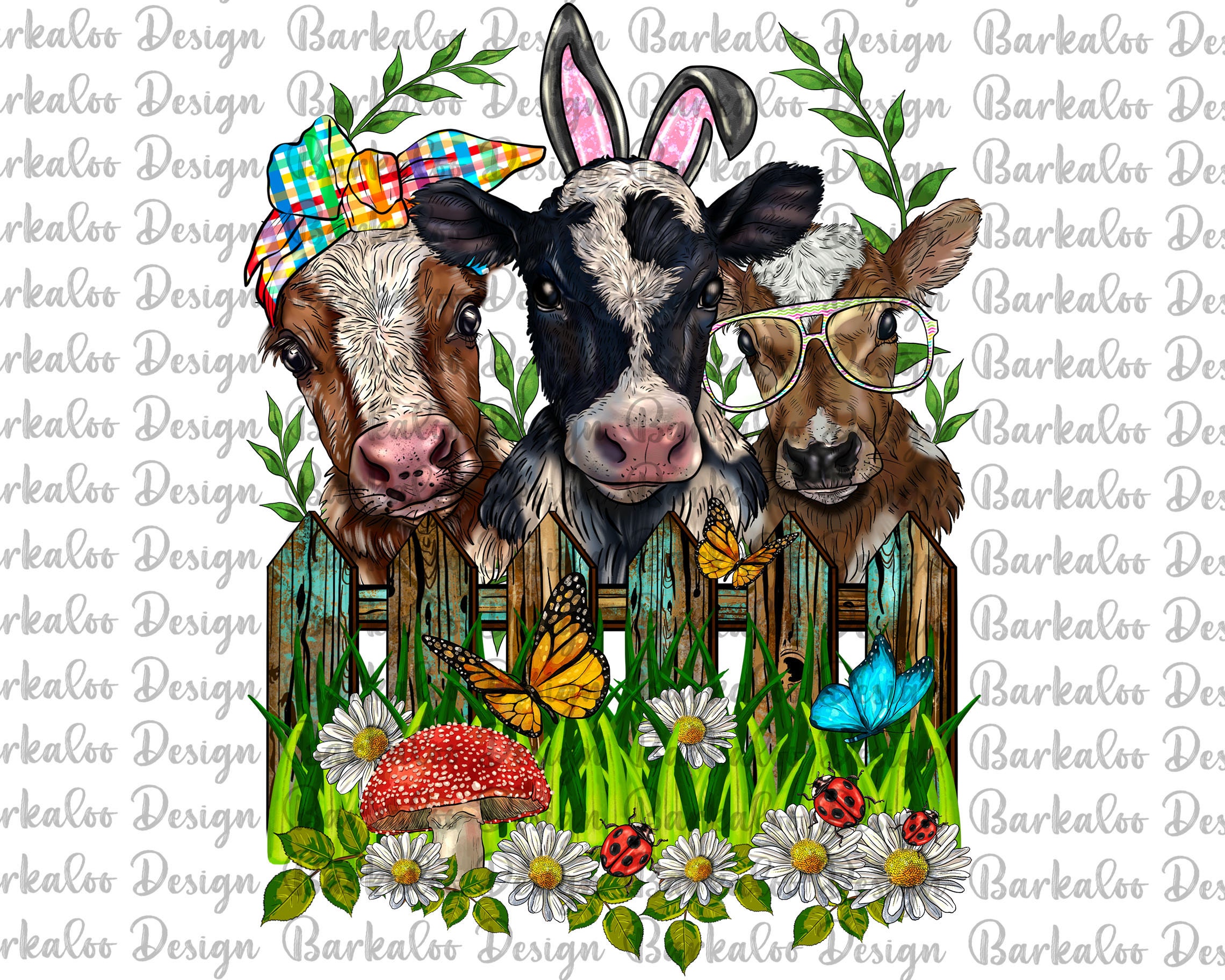 3 Easter Cows Png Sublimation Design, Happy Easter Day Png, Easter ...