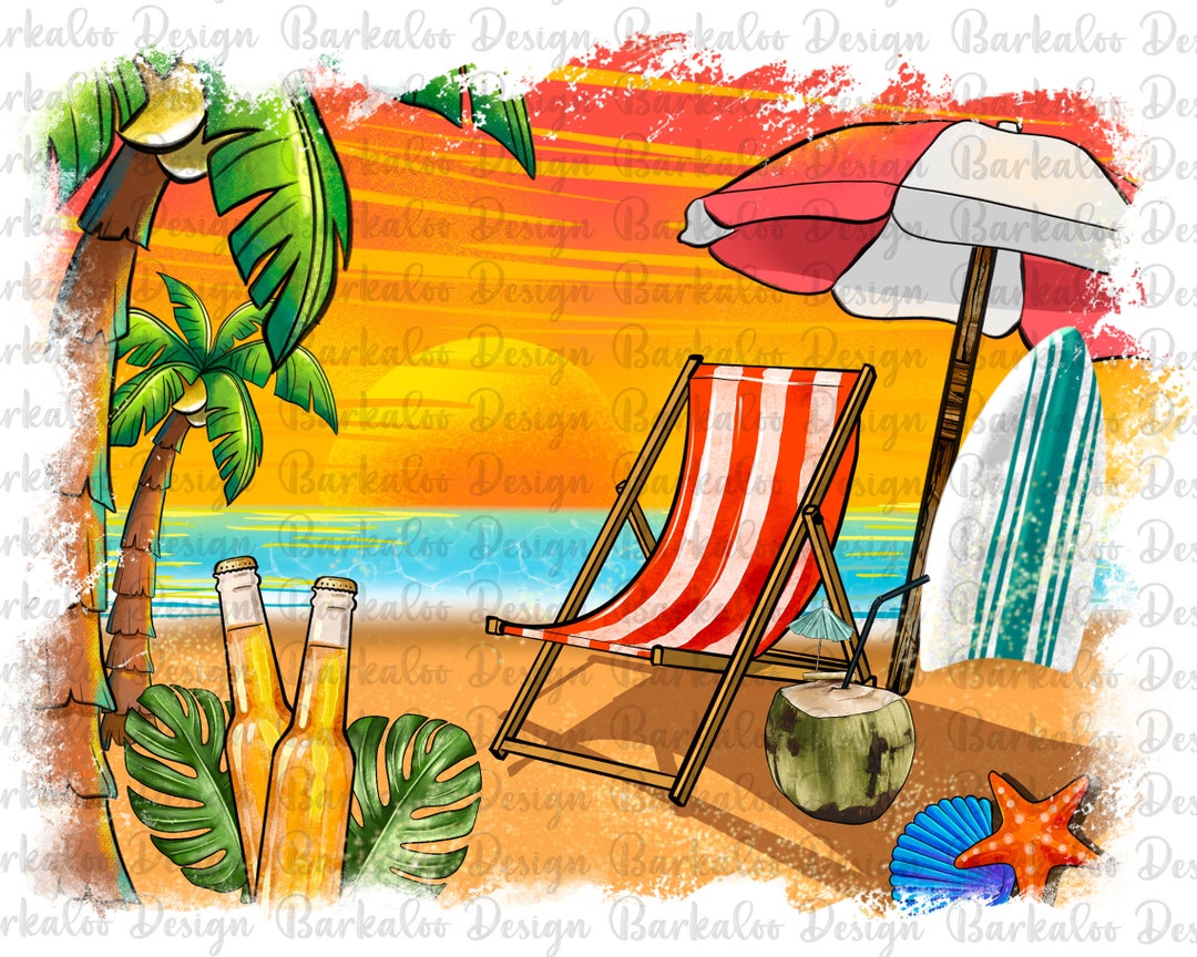 Sunset Beach Background Png Sublimation Design, Surfboard Background ...