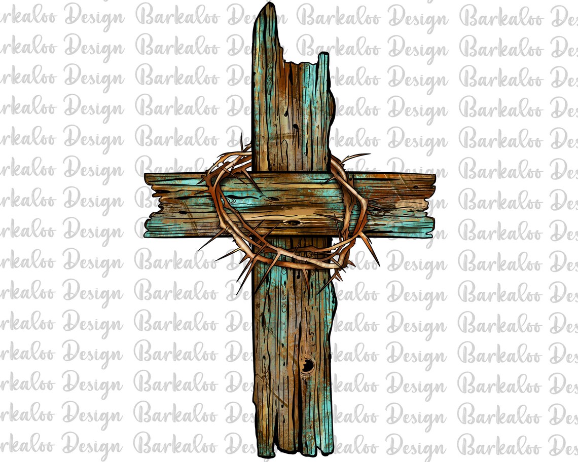 Cross With Thorn Crown PNG Sublimation Design, Western Cross Png ...