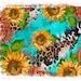 Western Sunflowers Turquoise Cowhide Background Png Sublimation Design ...