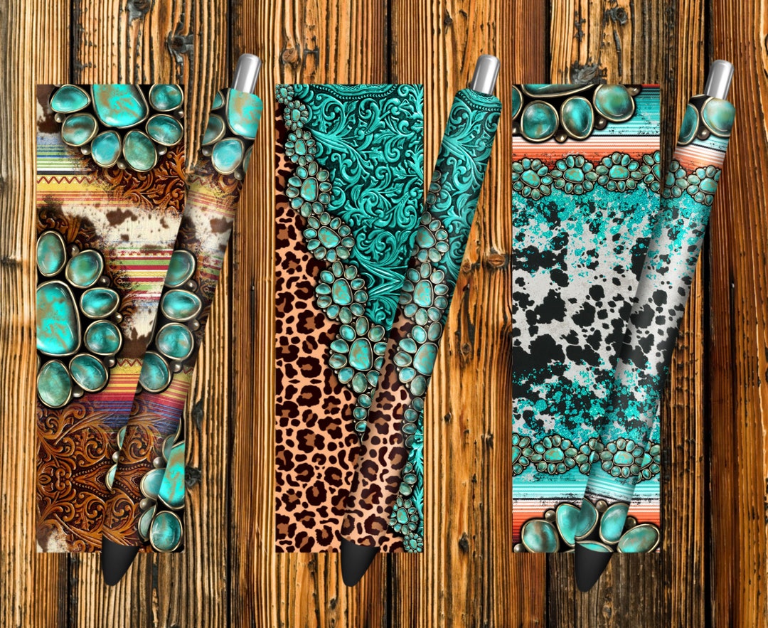 Gemstone Leopard Cowhide Serape Western Pen Wrap Sublimation Design ...