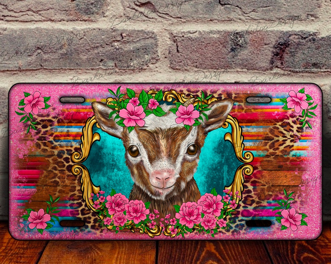 Western Baby Boer Goat License Plate Png Sublimation Design, Serape ...
